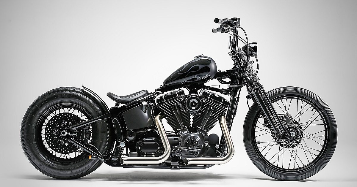 Obsidian: A slammed and stripped Harley Softail Deuce from Warsaw